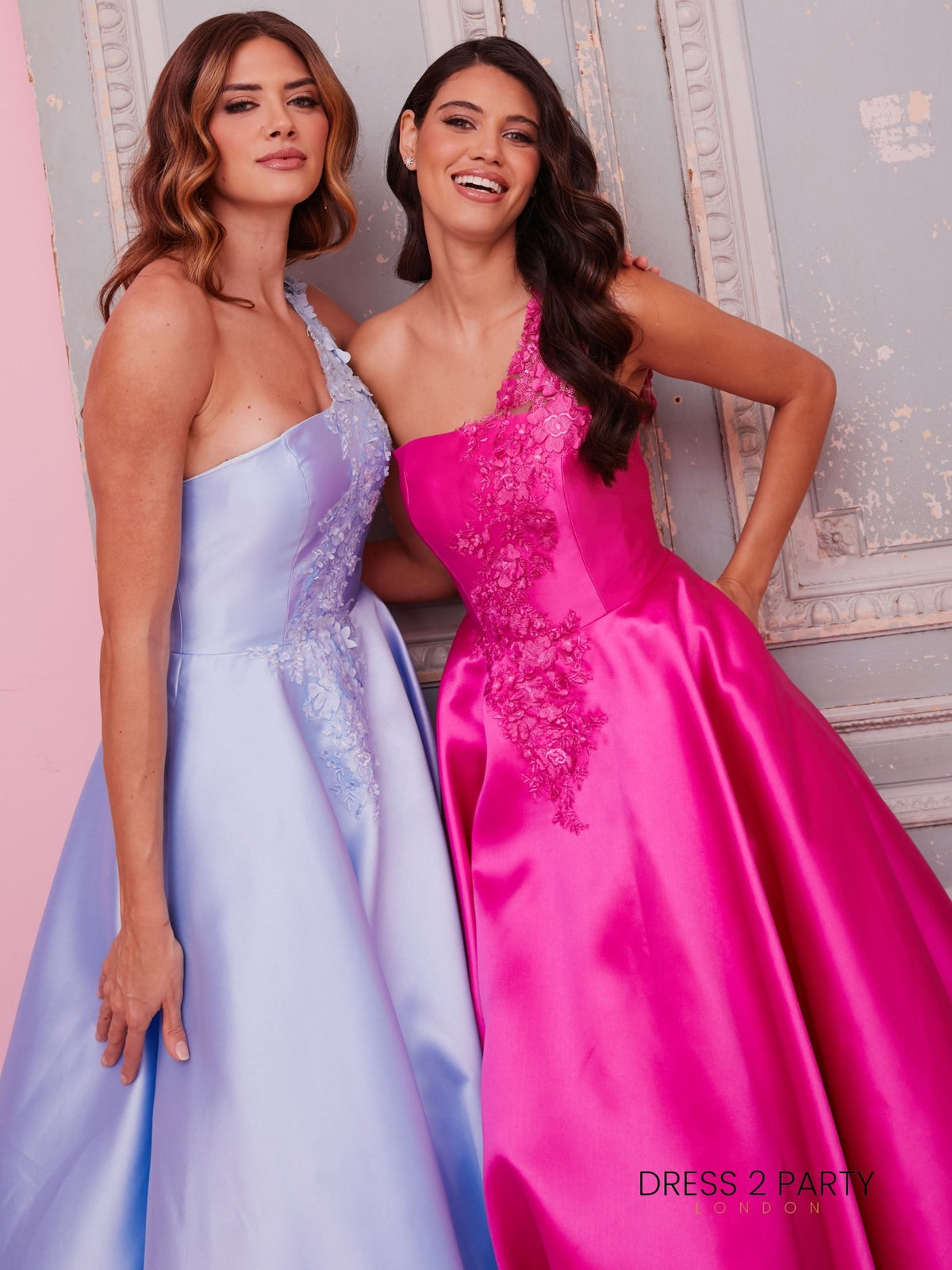 Colette - Megenta One Shoulder Mikado Ballgown With Pockets