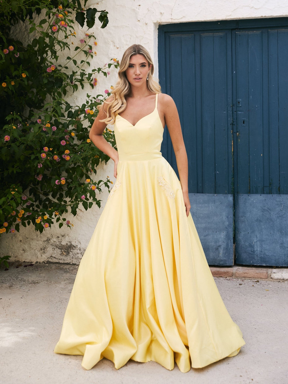 Felicity - Lemon Satin Ball Gown