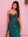 Libby - Emerald Mid Weight Satin Skirt Dress With Corset Top
