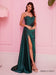 Libby - Emerald Mid Weight Satin Skirt Dress With Corset Top