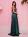 Libby - Emerald Mid Weight Satin Skirt Dress With Corset Top