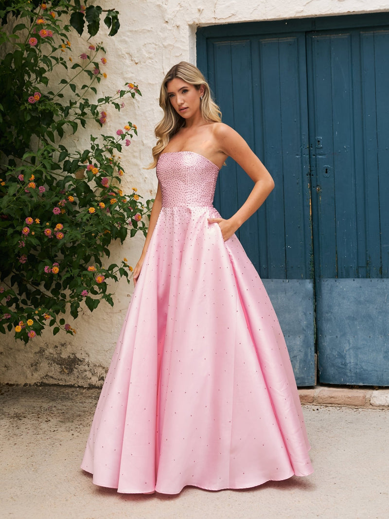 Summer Light Pink Strapless Ball Gown